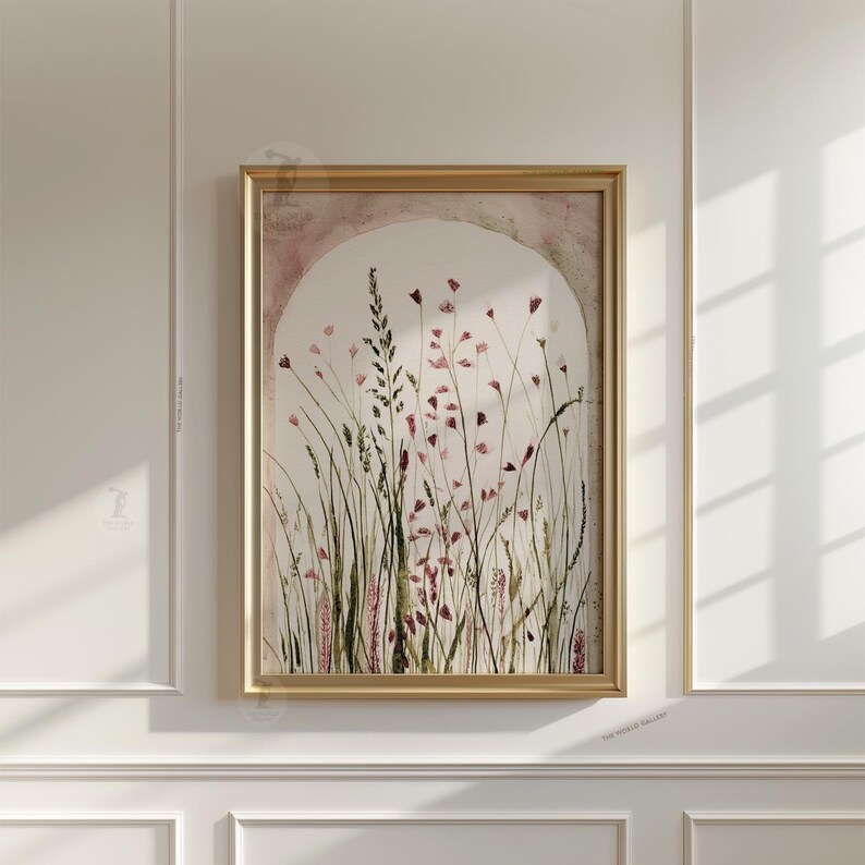 Wildflower Arch Print | Botanical Meadow Watercolor Art, Neutral Nature ...