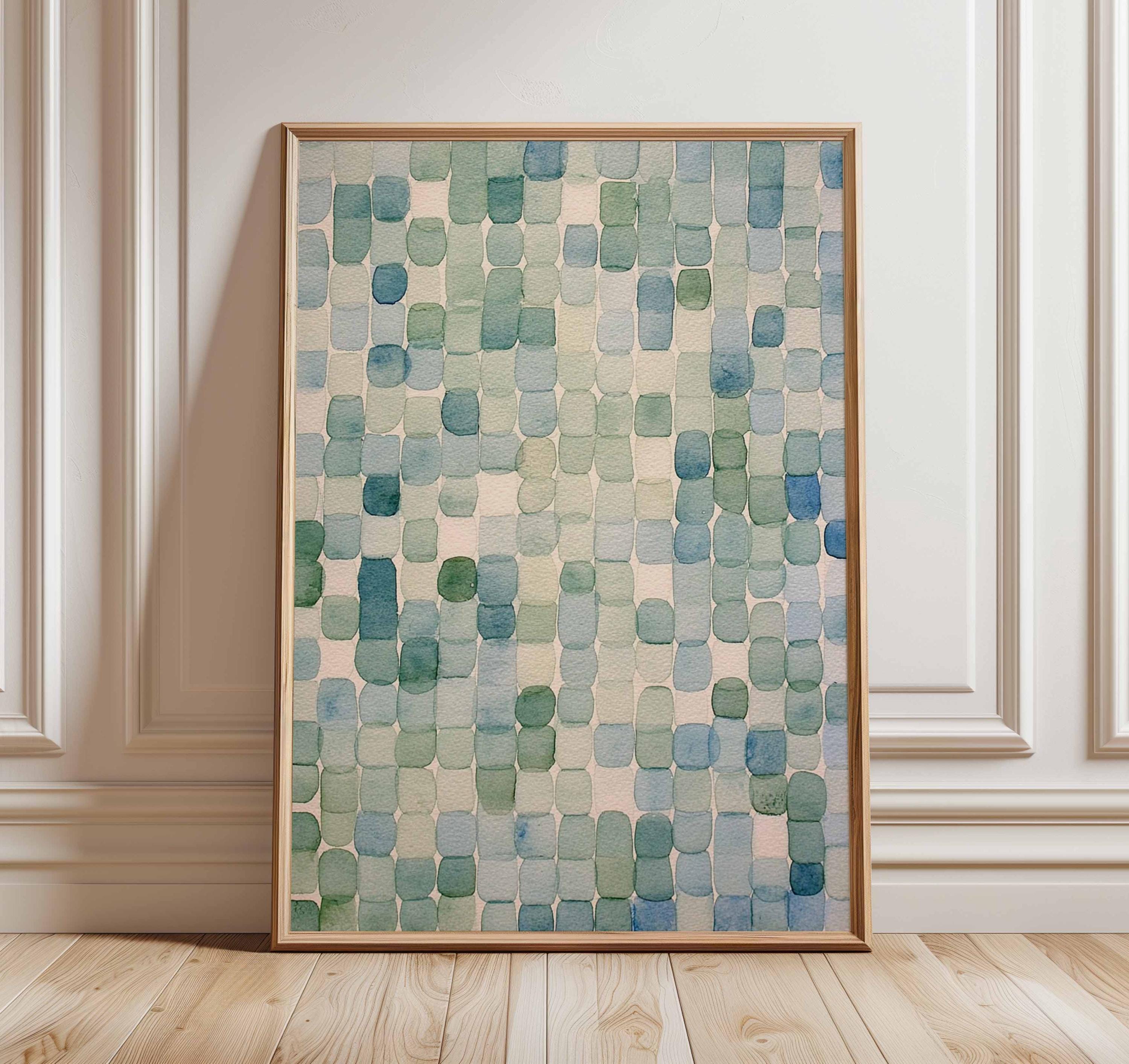 Abstract Watercolor Wall Art | Blue Green Geometric Poster | Modern ...