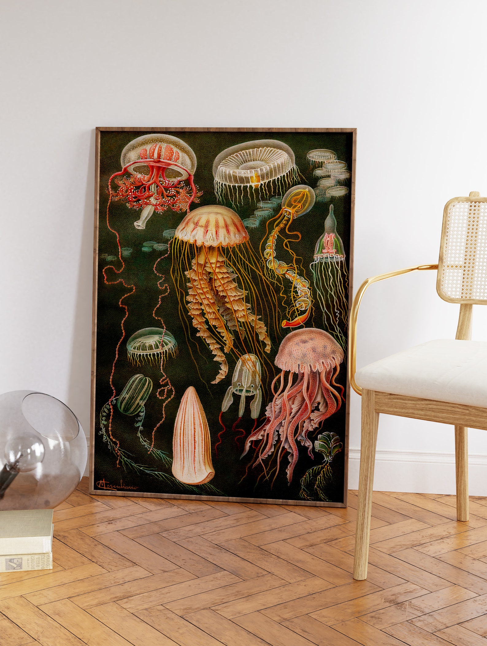 Vintage Jellyfish Poster Ocean Art Wildlife Print Fish Art - Etsy