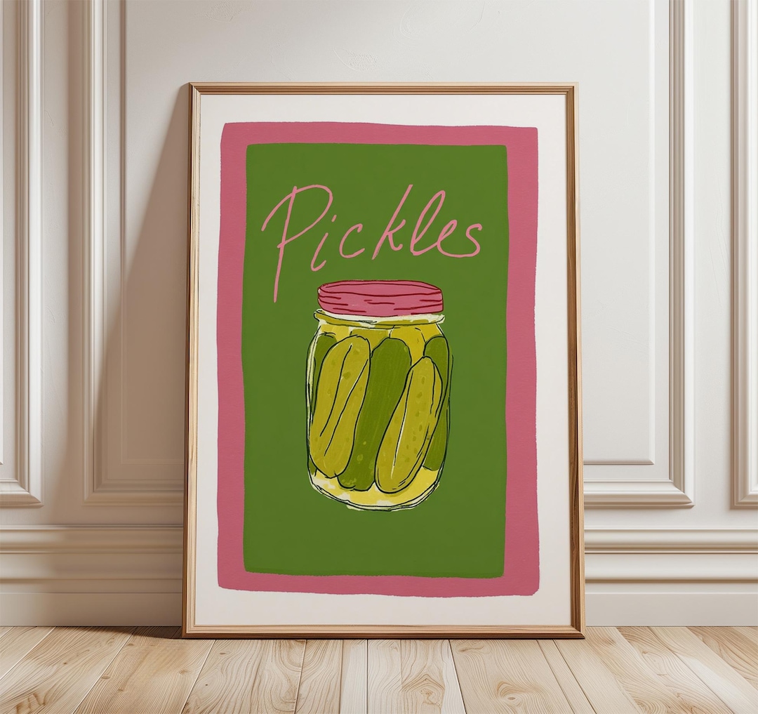 Pickles Kitchen Poster, Retro Pop Art Food Print, Colorful Modern Wall ...