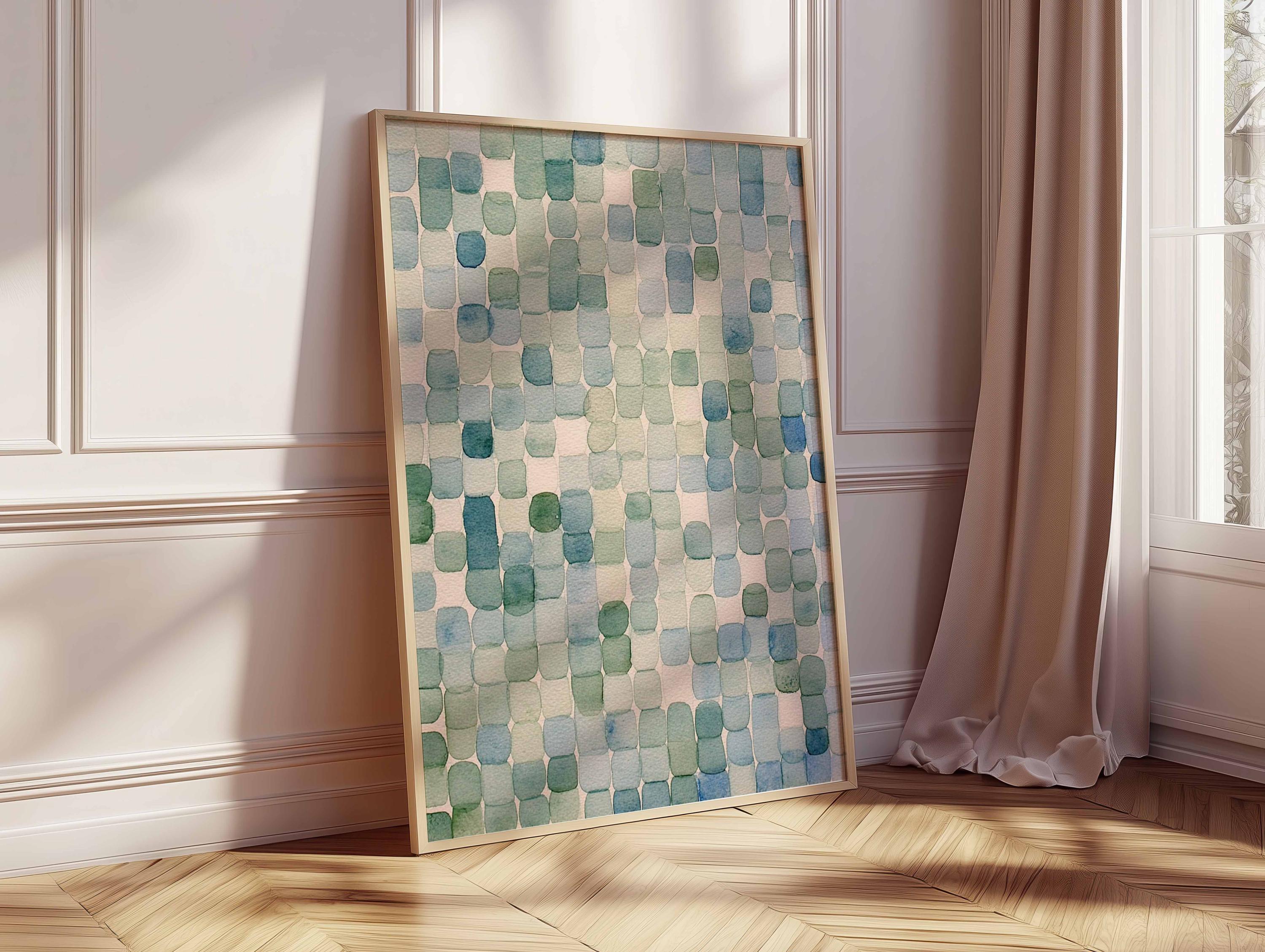 Abstract Watercolor Wall Art | Blue Green Geometric Poster | Modern ...