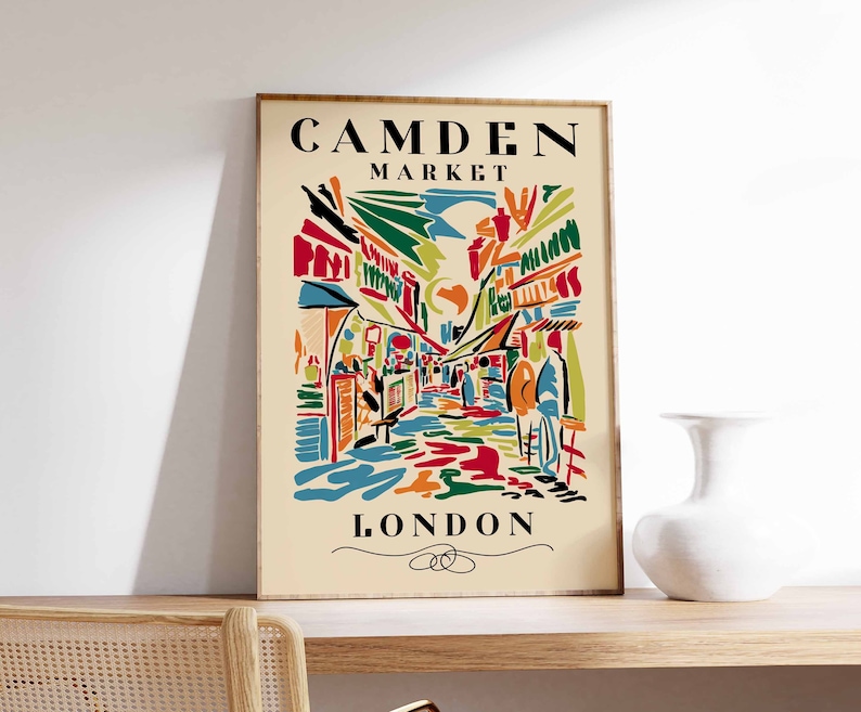 Camden Market London Art Print, Retro Travel Poster - Etsy