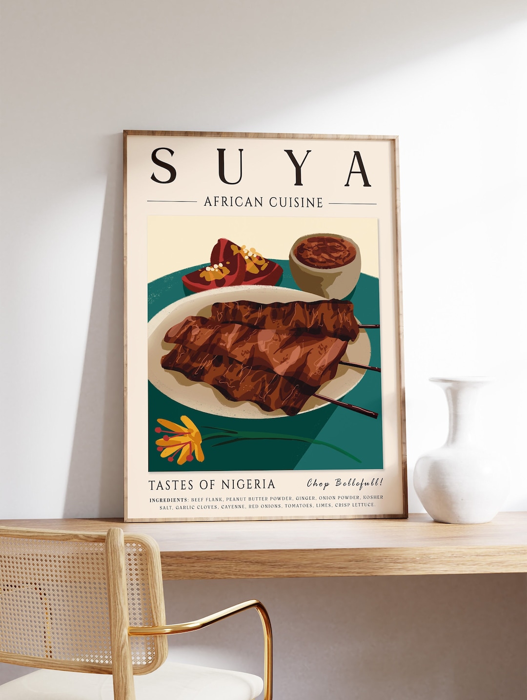Nigerian Food Poster, Suya Food Print, Travel Poster, Kitchen Poster ...