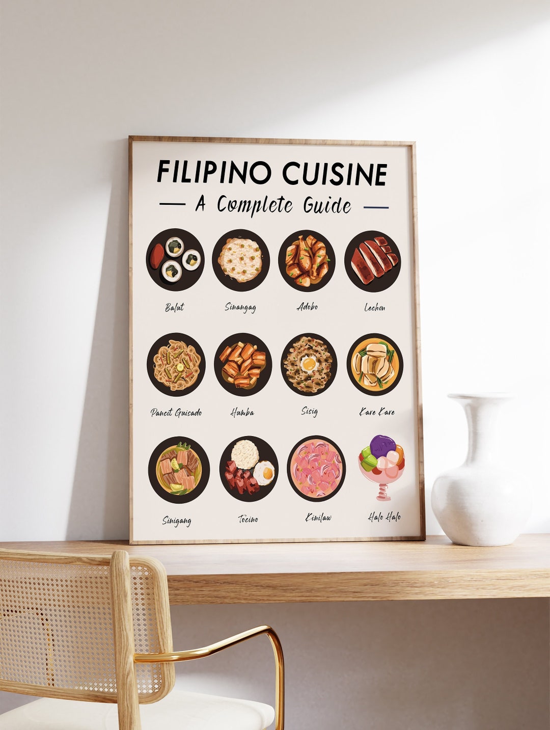 Filipino Food Art Print, Filipino Cuisine Wall Art, Philippines Food ...