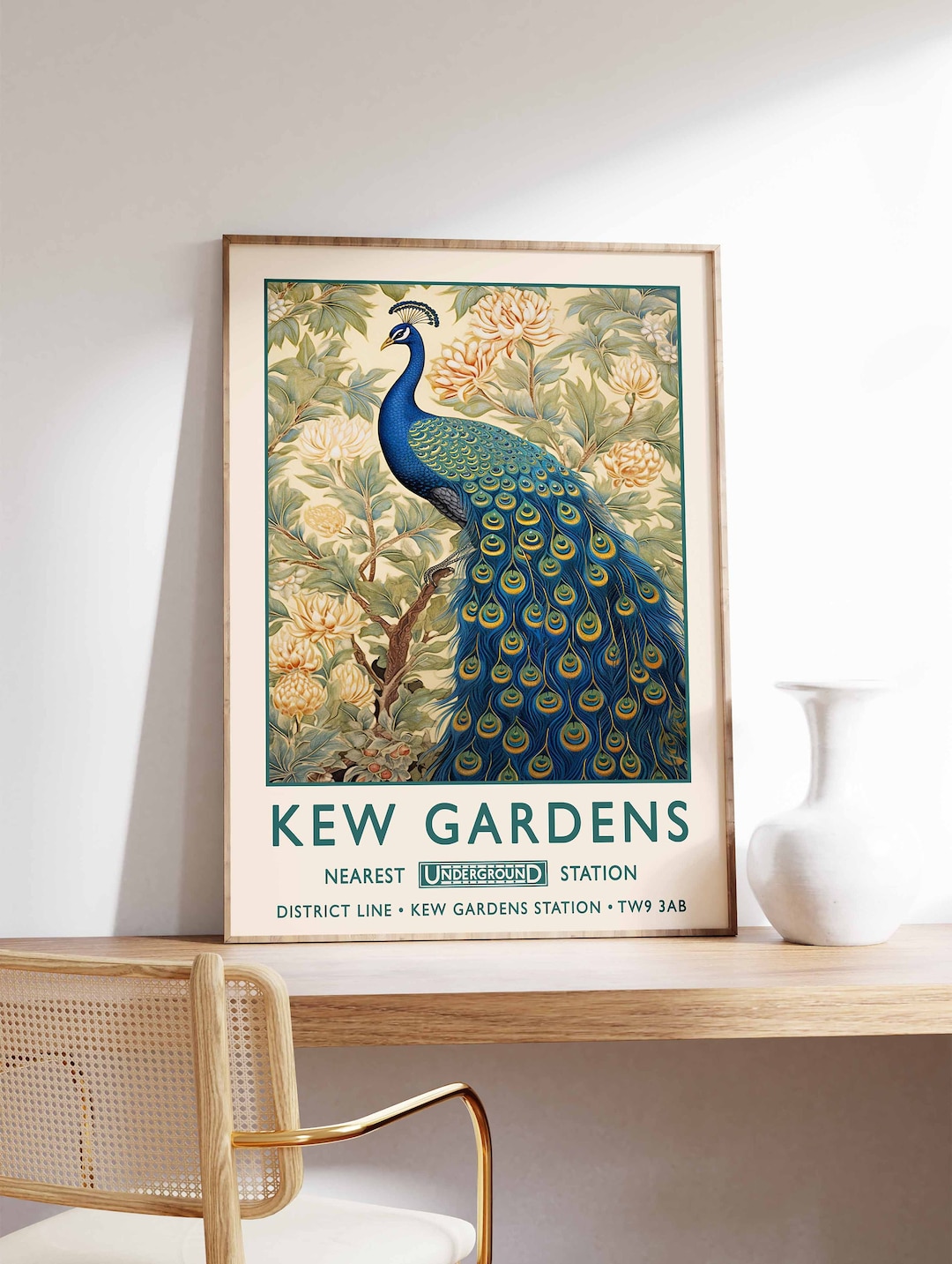 William Morris Peacock Poster, Kew Gardens Print, Vintage Floral Wall ...