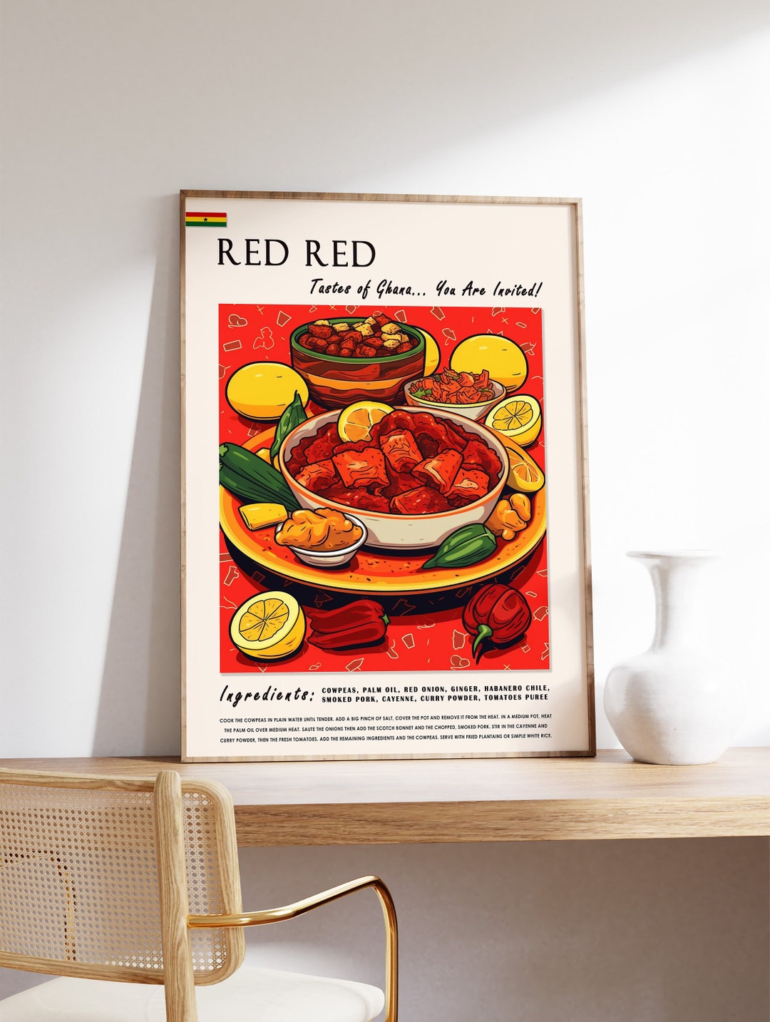 Red Reed Ghanaian Food Poster, African Food Print, Ghana Food Art ...
