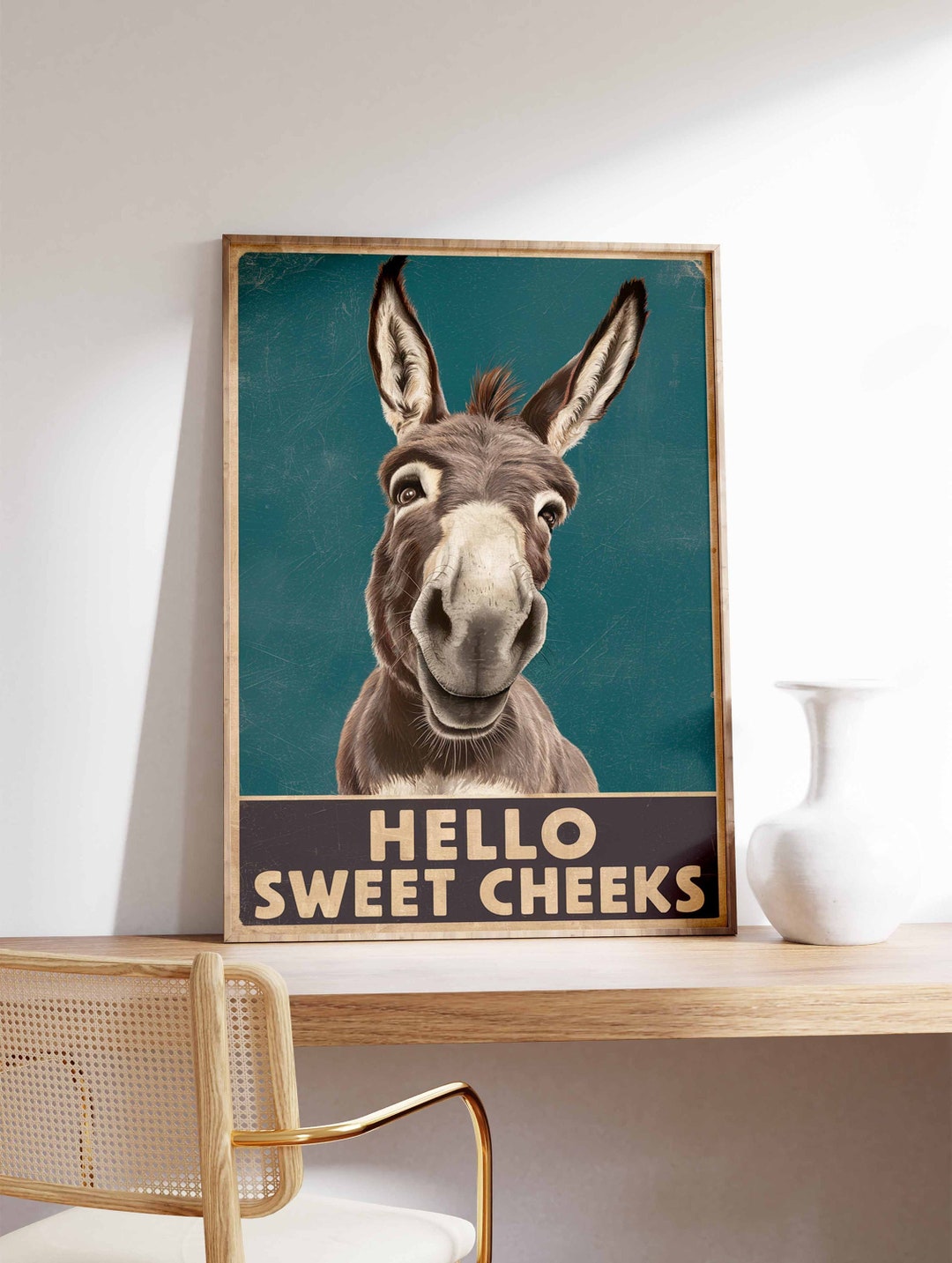 Hello Sweet Cheeks Donkey Poster, Funny Animal Print, Animal Gift ...