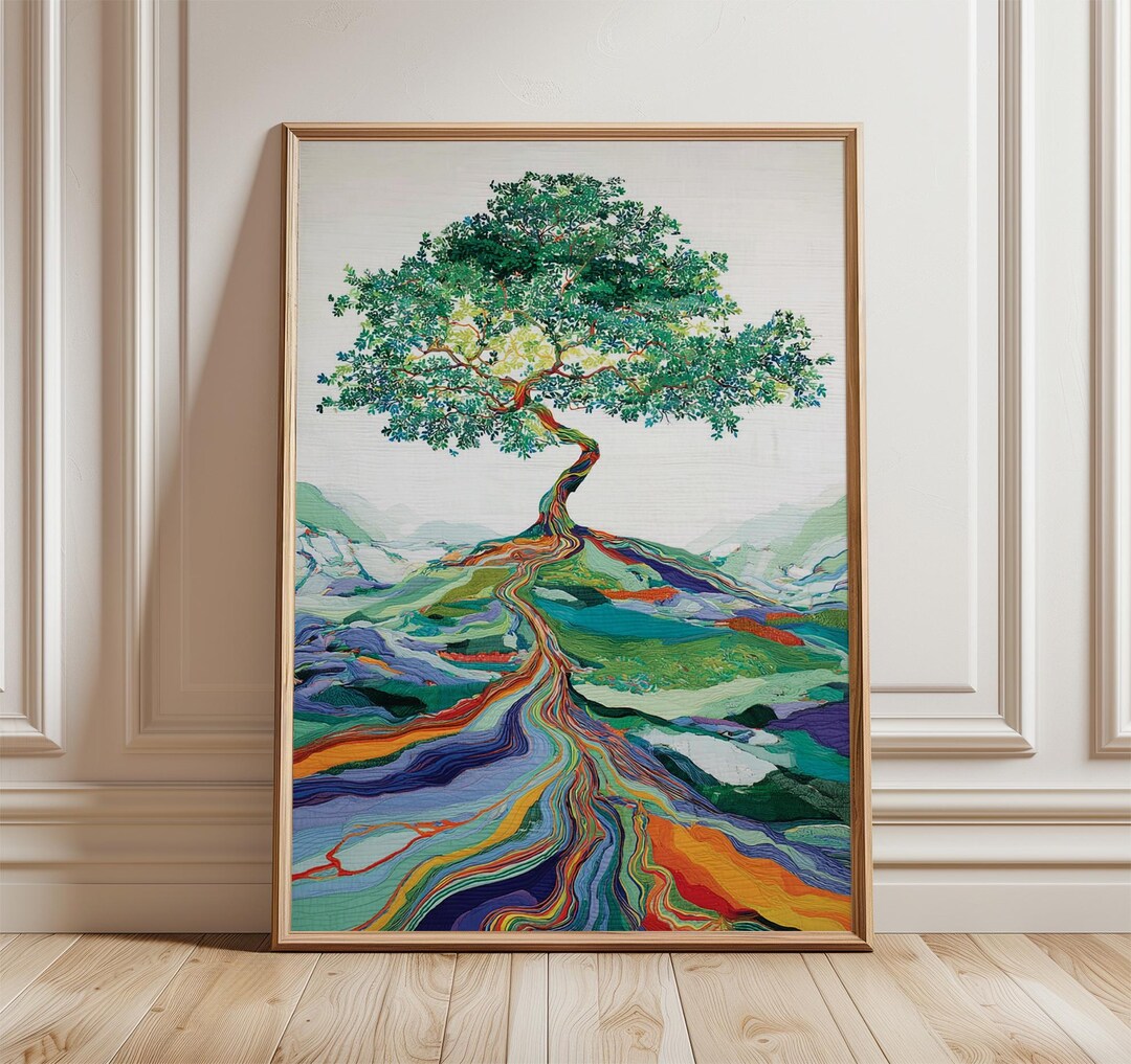 Colorful Abstract Tree Poster, Modern Nature Wall Art Print, Vibrant ...