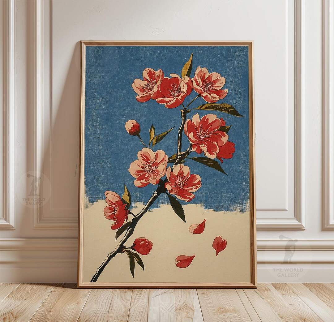 Cherry Blossom Poster | Japanese Floral Wall Art, Botanical Print Decor ...