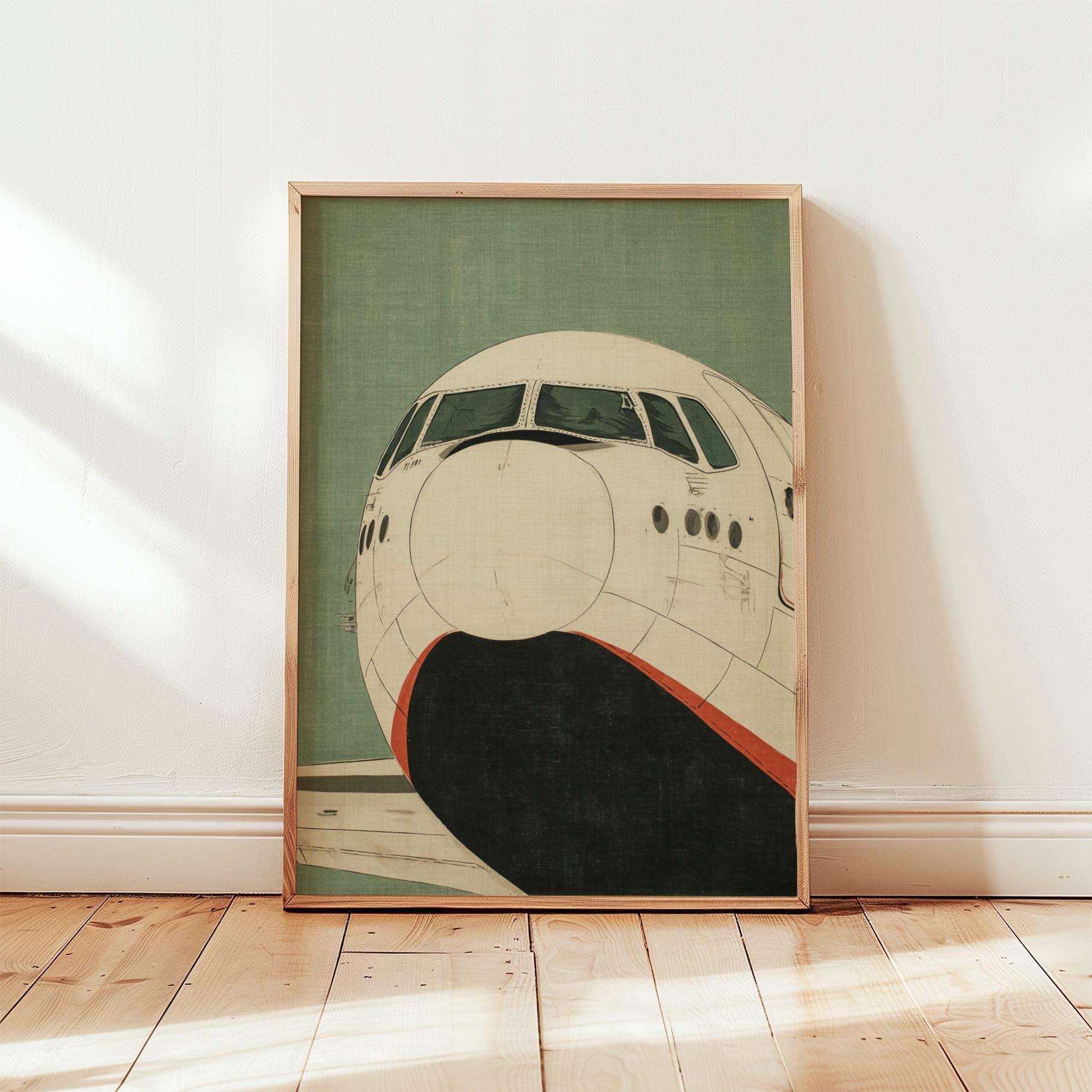 Green Aircraft Nose Poster | Vintage Aviation Illustration | Minimal ...