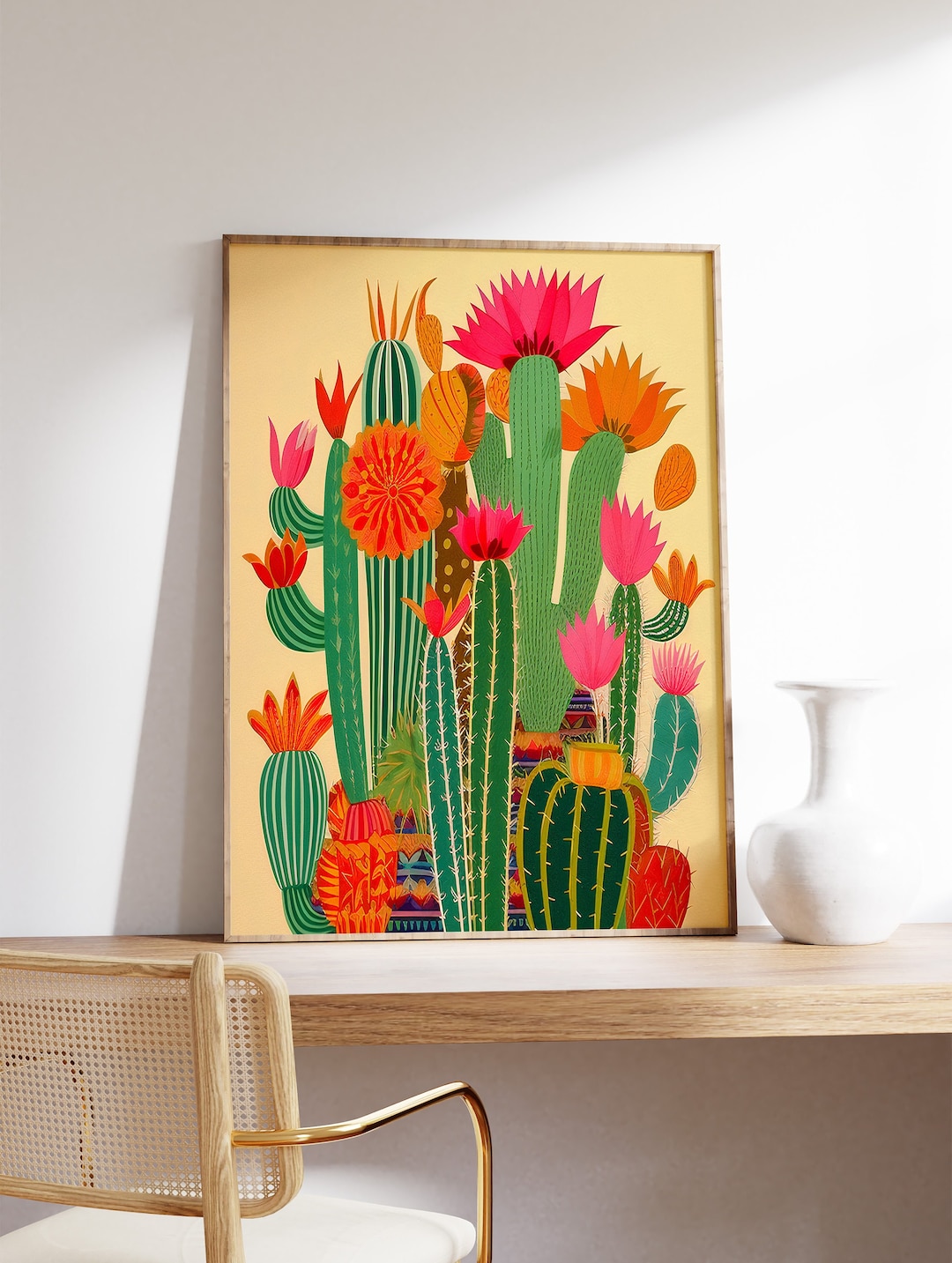 Vintage Mexican Cactus Poster, Colourful Mexican Art Prints ...
