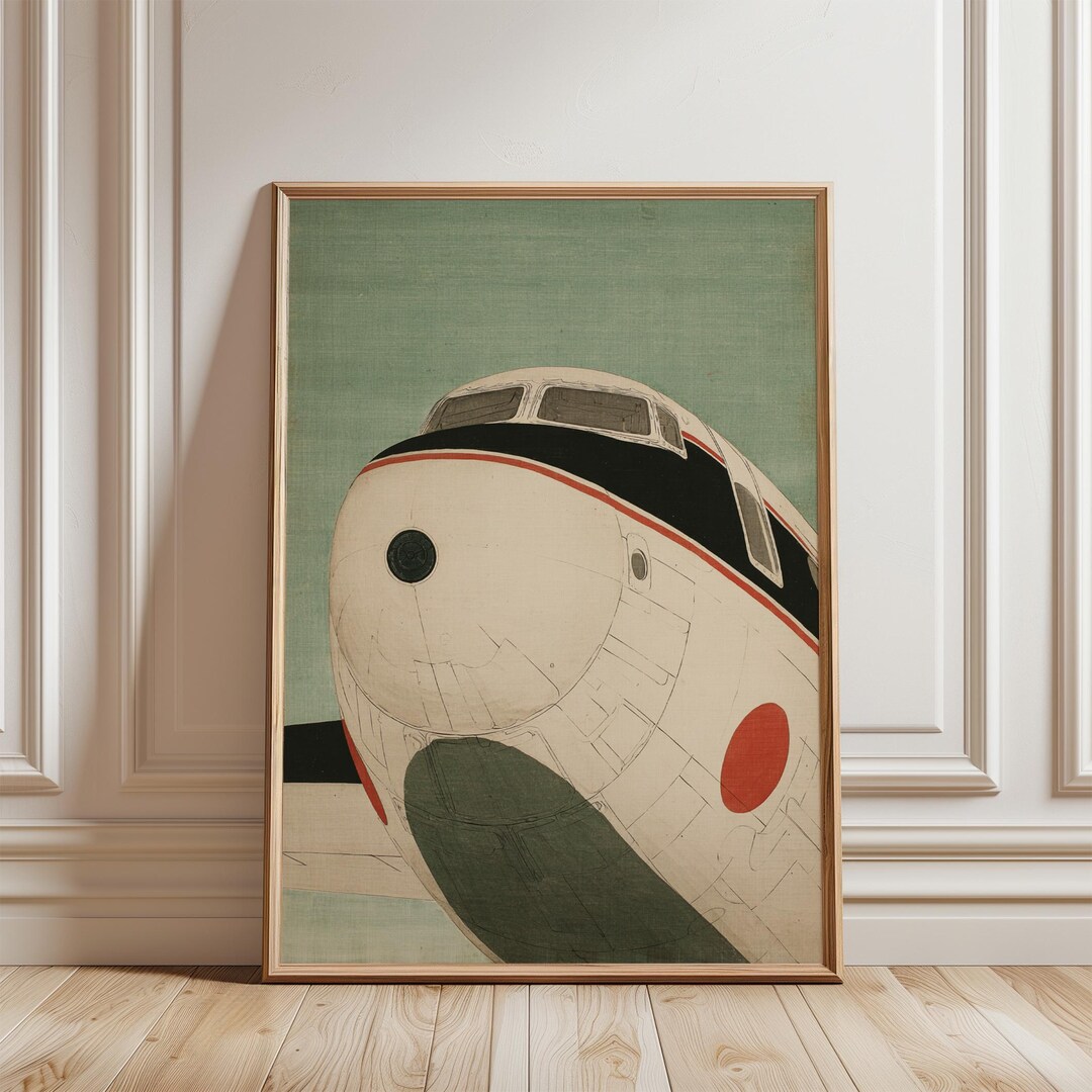 Vintage Airplane Nose Poster | Japanese Style Aviation Illustration ...