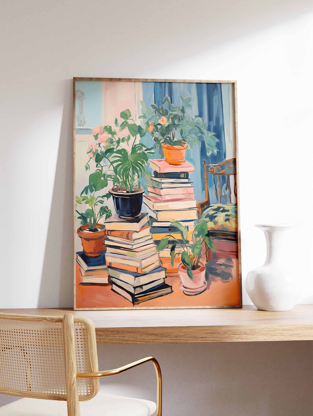 Vintage Library Poster, Book Shop Print, Book Lovers Gift, Reading Gift ...