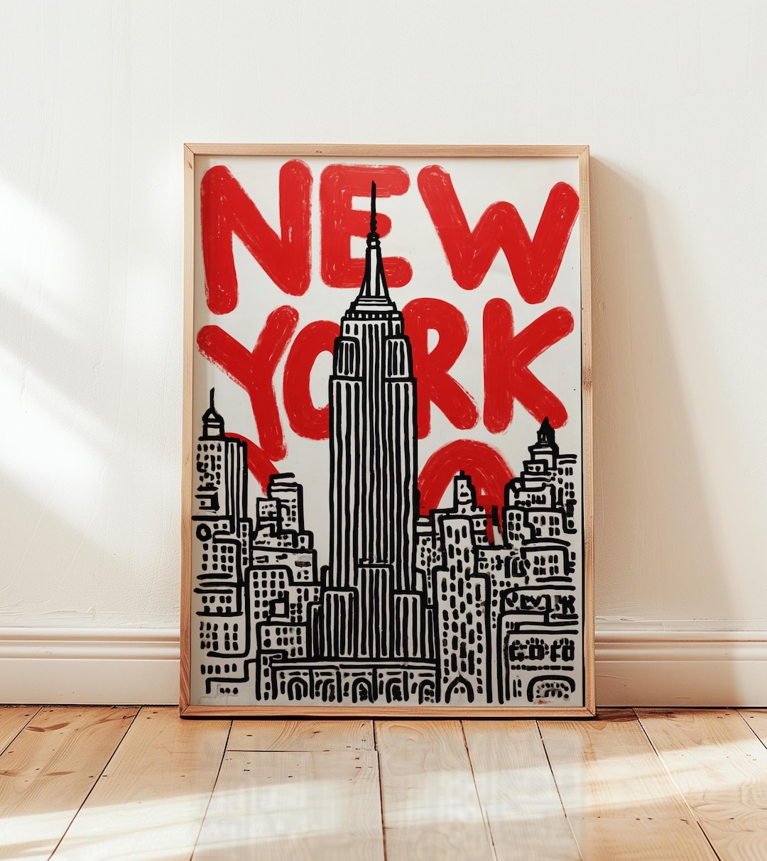 New York City Poster, Modern Pop Art Print, Empire State Building Wall ...