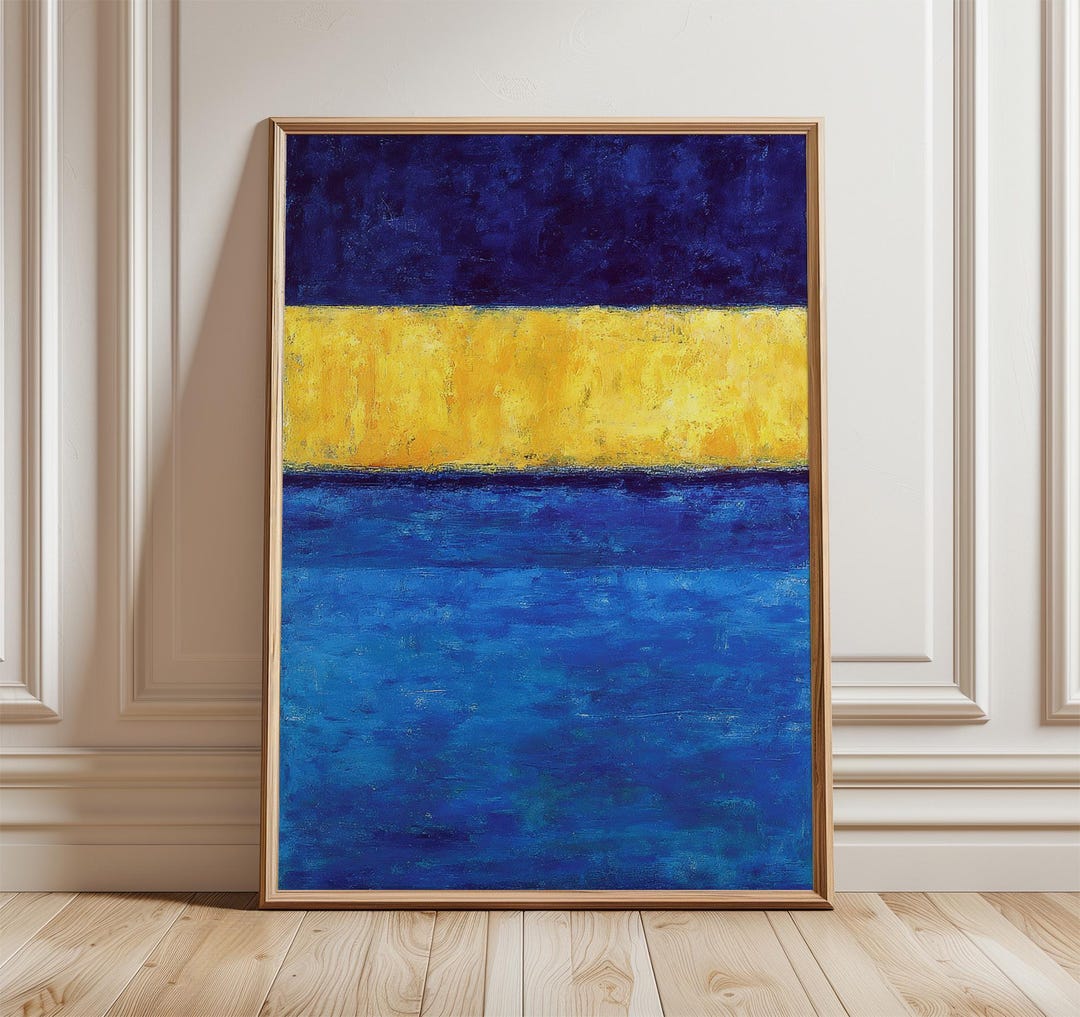 Abstract Color Field Art Print, Blue and Yellow, Mid Century Modern - Etsy