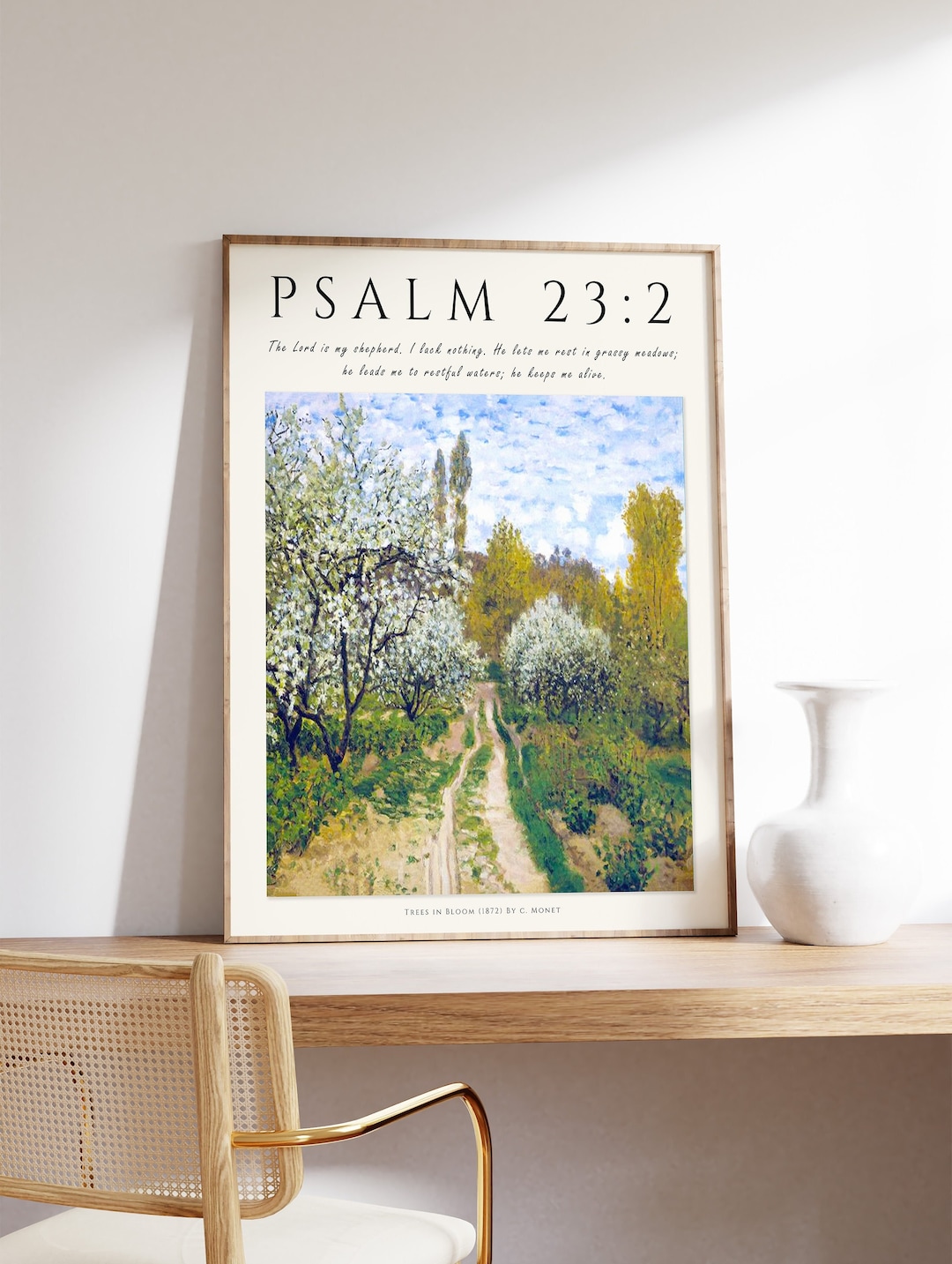 Bible Verse Poster, Bible Art, Trees in Bloom, Monet Art, Christian ...