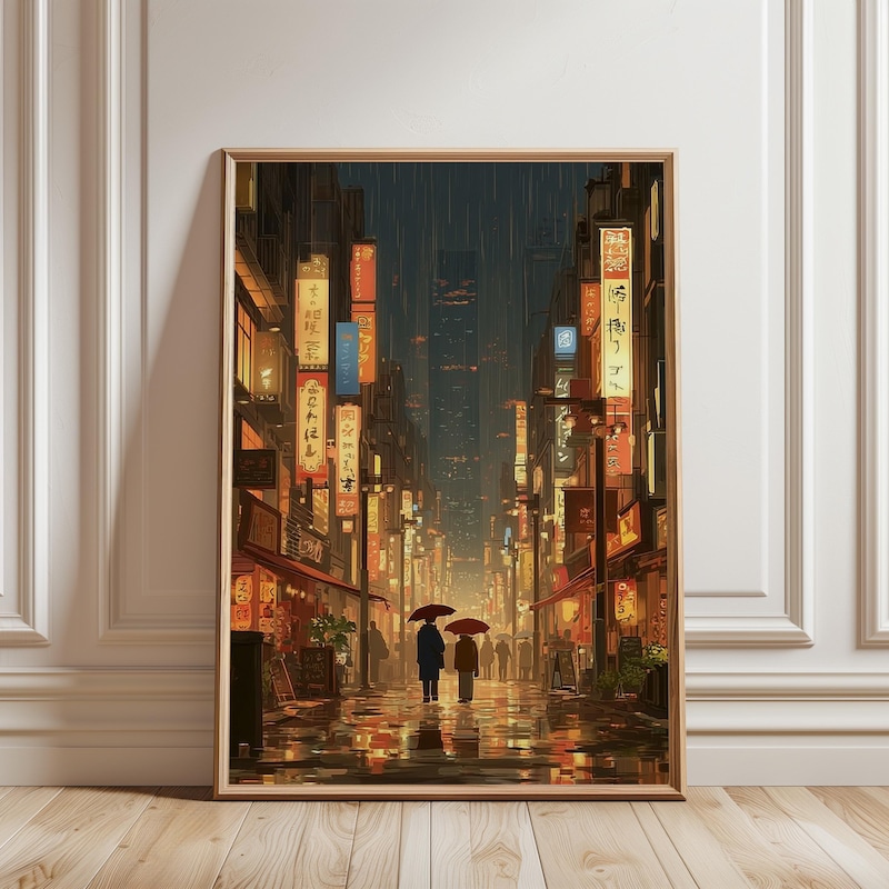 Japanese Rain Street Print - Etsy UK
