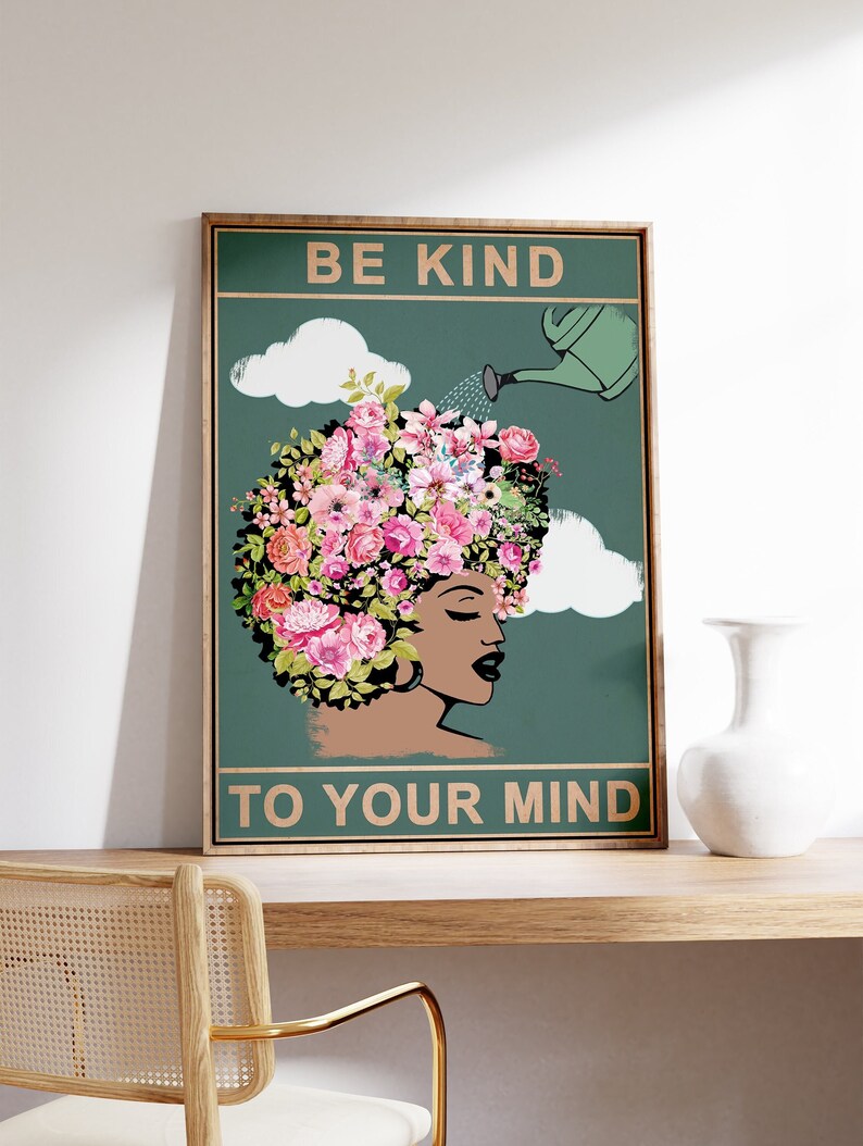 Be Kind to Your Mind Poster Floral Poster Floral Print - Etsy