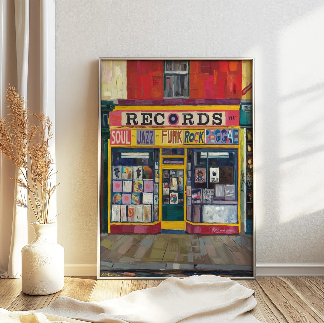 Retro Vinyl Record Store Poster, Vintage Music Print, Record Store Art ...