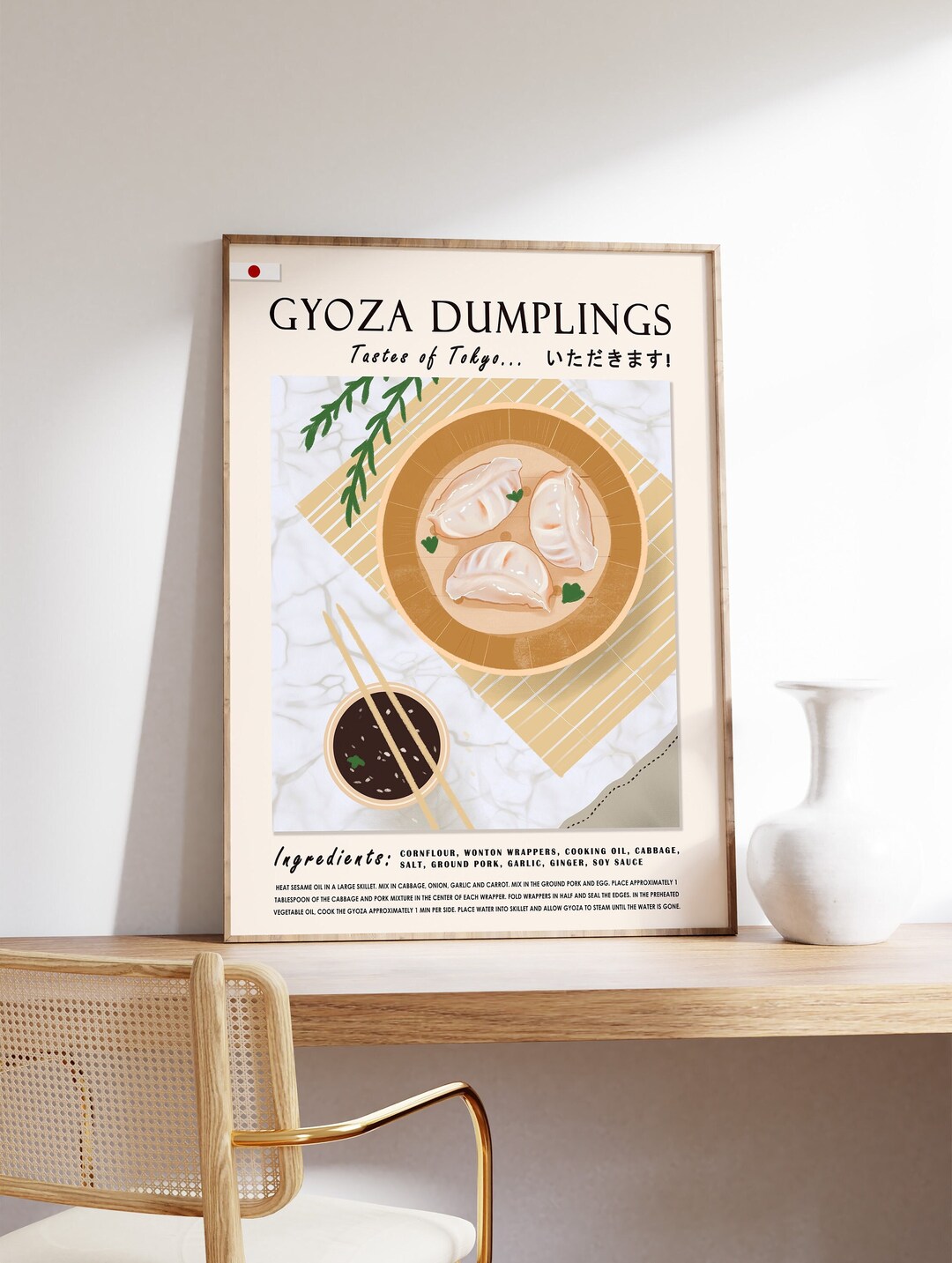 Japanese Gyoza Dumplings Food Poster, Food Art Poster, Japanese Print ...