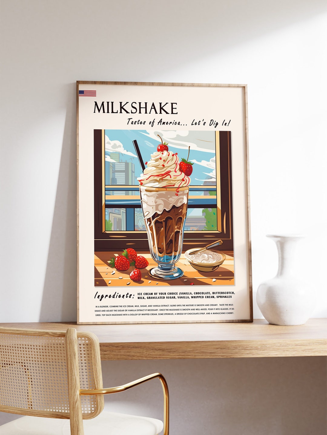 American Milkshake Food Poster, Kitchen Wall Art - Etsy
