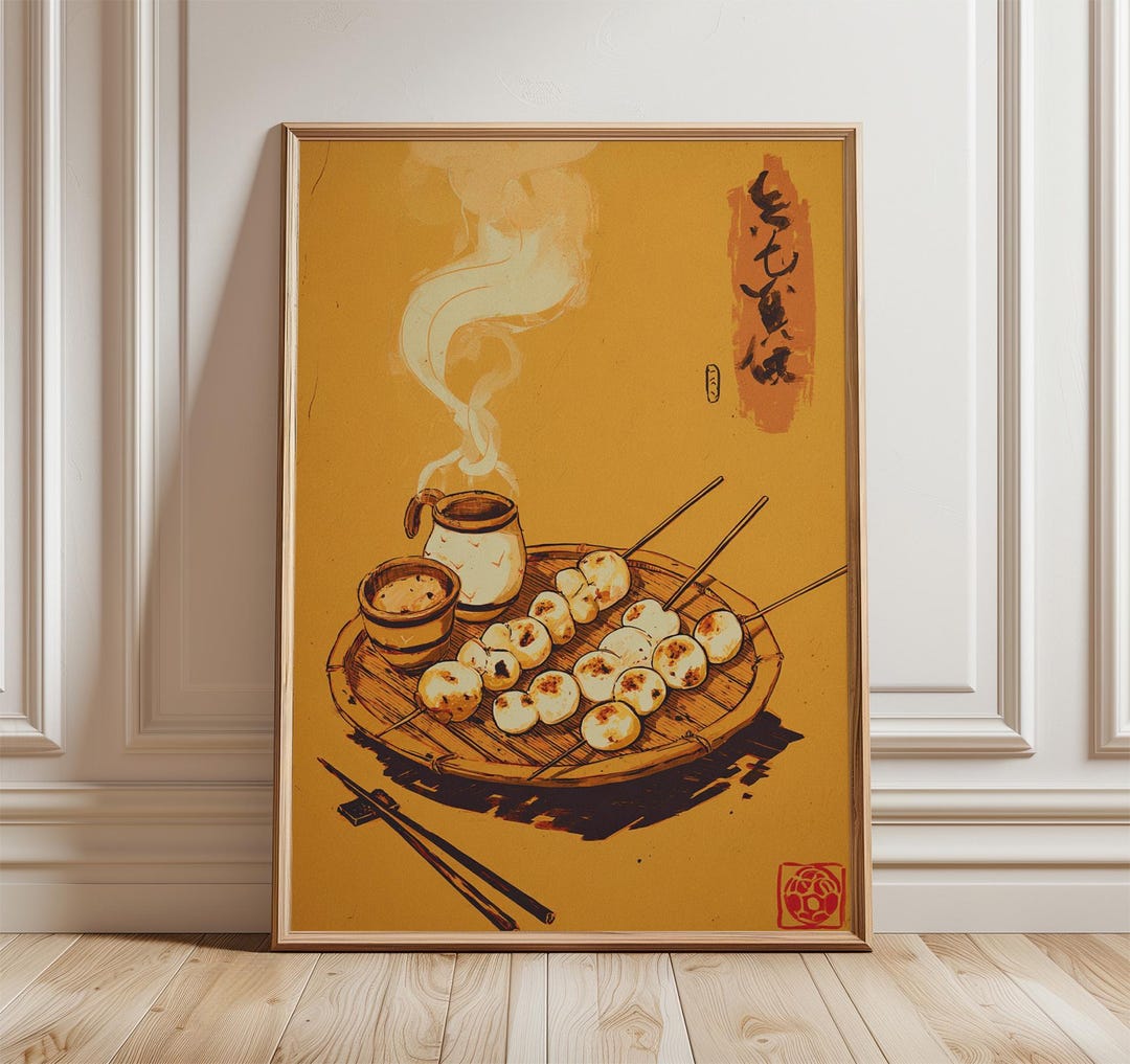 Japanese Dango Wall Art, Vintage Food Illustration, Oriental Tea Poster ...