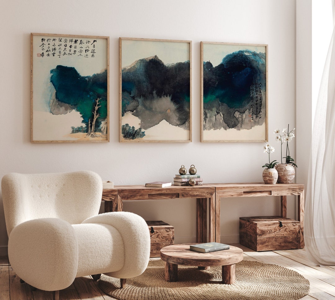 Chinese Set of 3 Posters, Chang Dai-chien, Japanese Art Print, Oriental ...