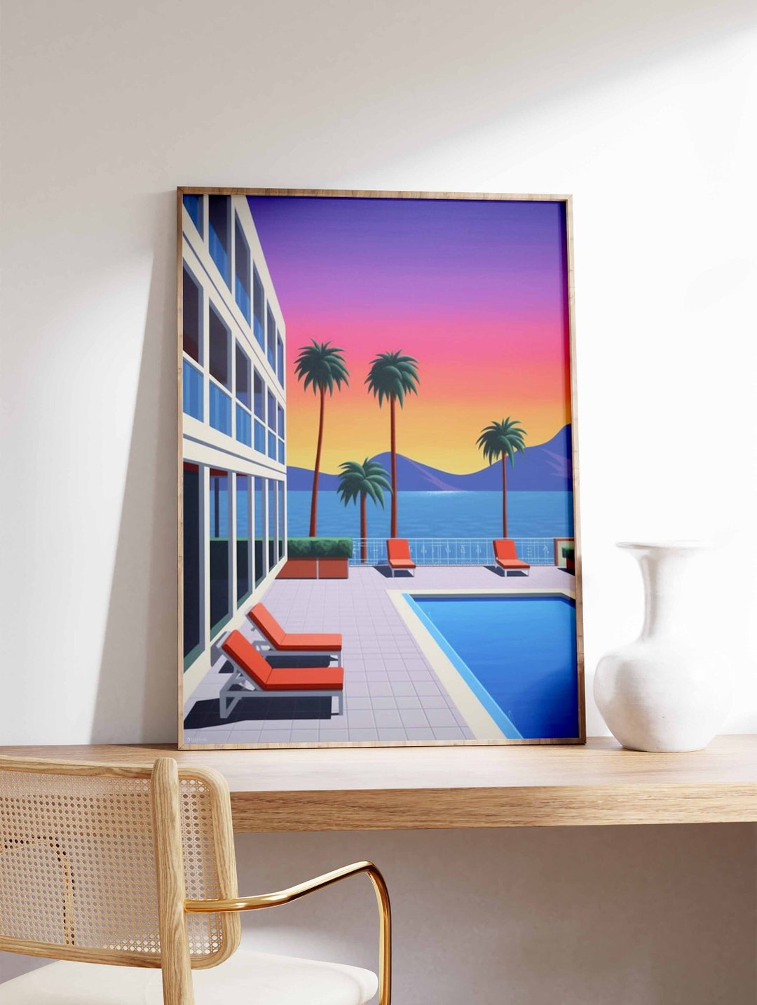Los Angeles Pool Print, 80's Swimming Pool Poster, Retro California ...