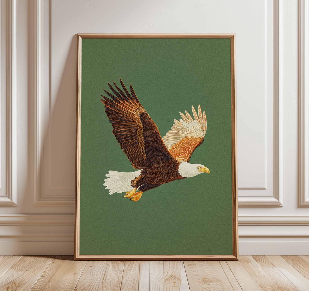 Vintage Eagle Poster, Bald Eagle Wall Art Print, Majestic Bird ...
