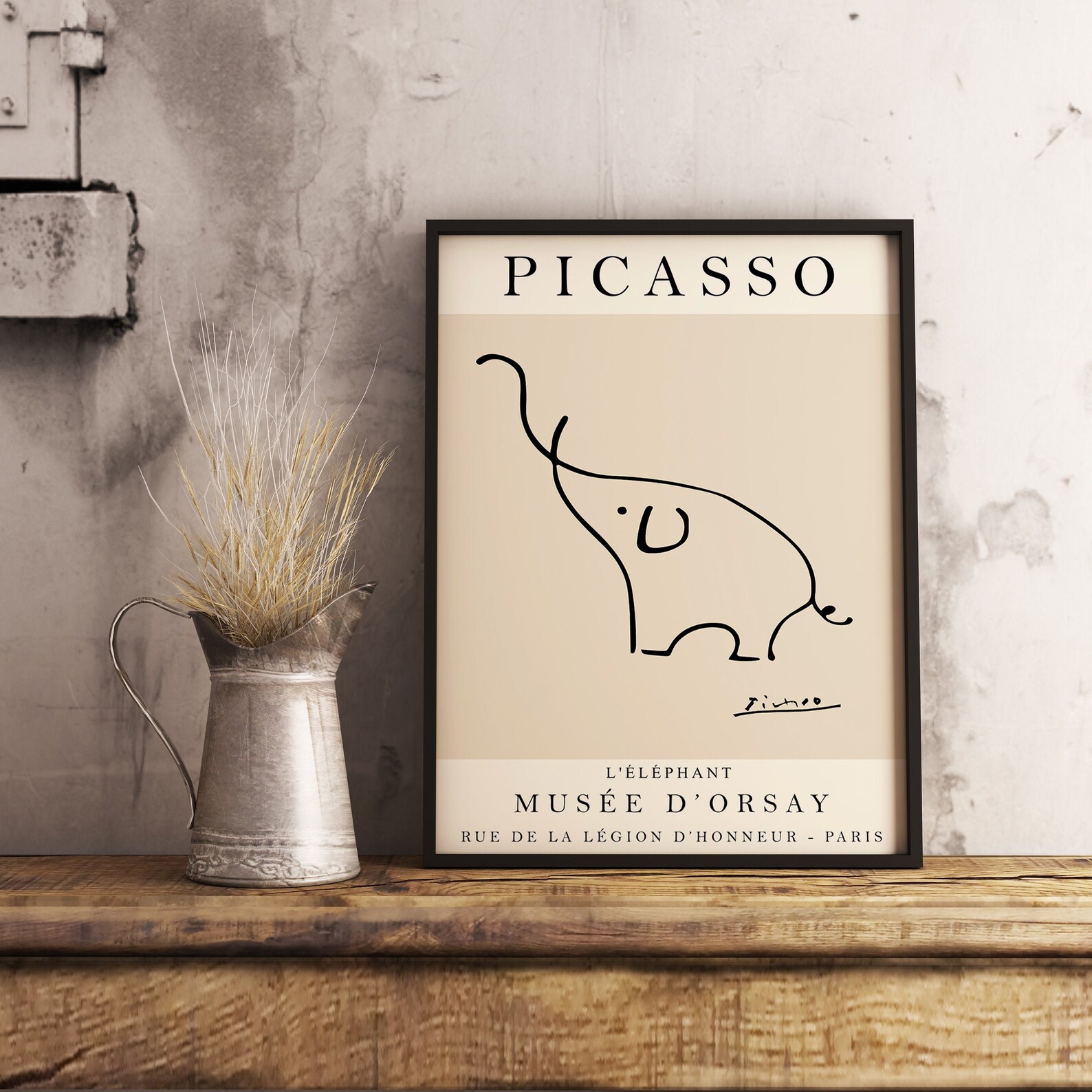 Picasso Elephant Exhibition Poster, Vintage Line Art Print - Etsy