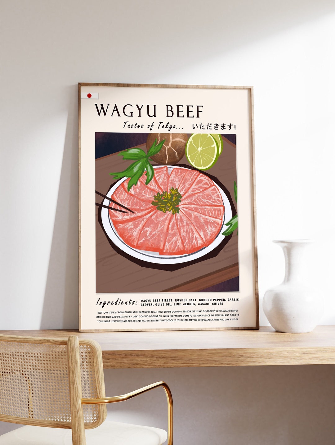 Japanese Wagyu Beef Food Poster, Art Poster, Japanese Print, Tokyo Art ...