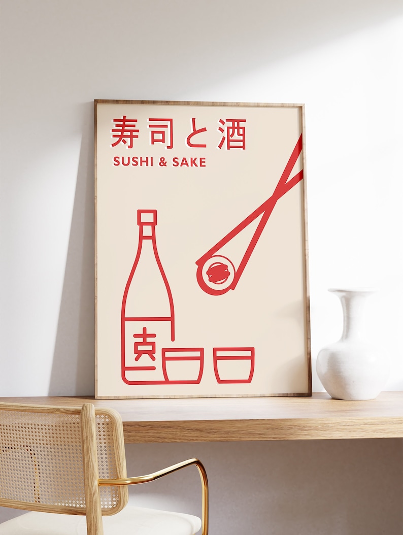 Japanese Print Japanese Poster Sushi & Sake Food Art Food - Etsy