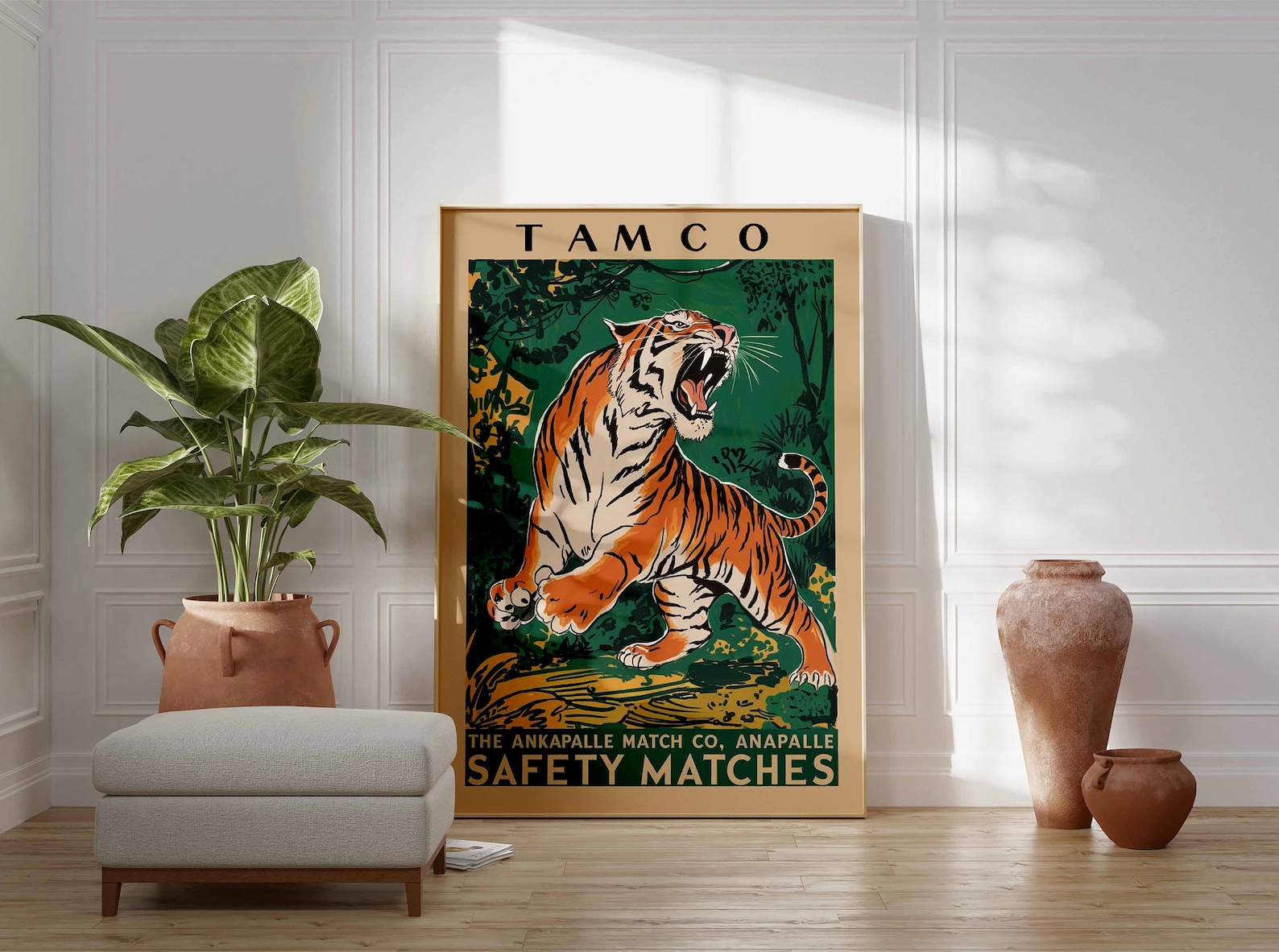Vintage Tiger Print, Indian Tiger Poster, Matchbox Art, Animal Print ...