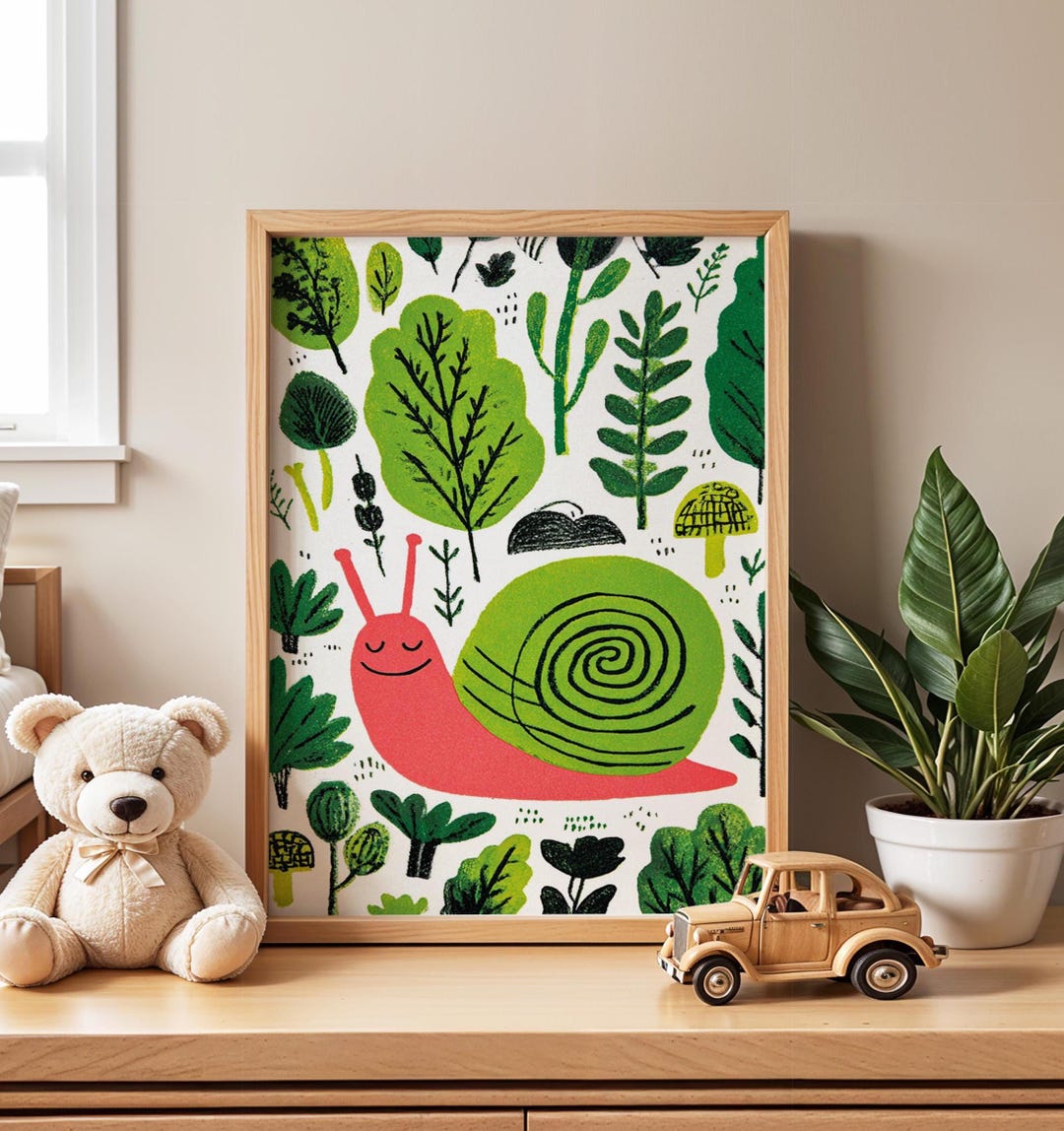 Snail Nursery Print, Whimsical Forest Animal Art - Etsy