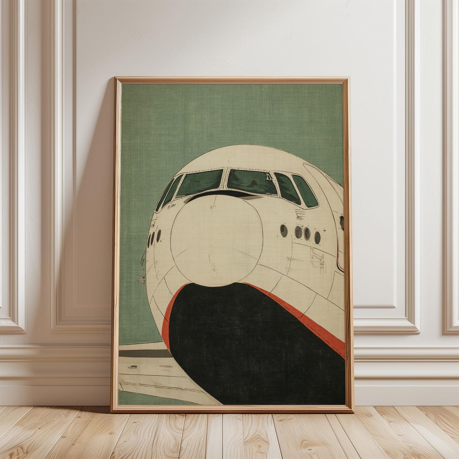 Green Aircraft Nose Poster | Vintage Aviation Illustration | Minimal ...