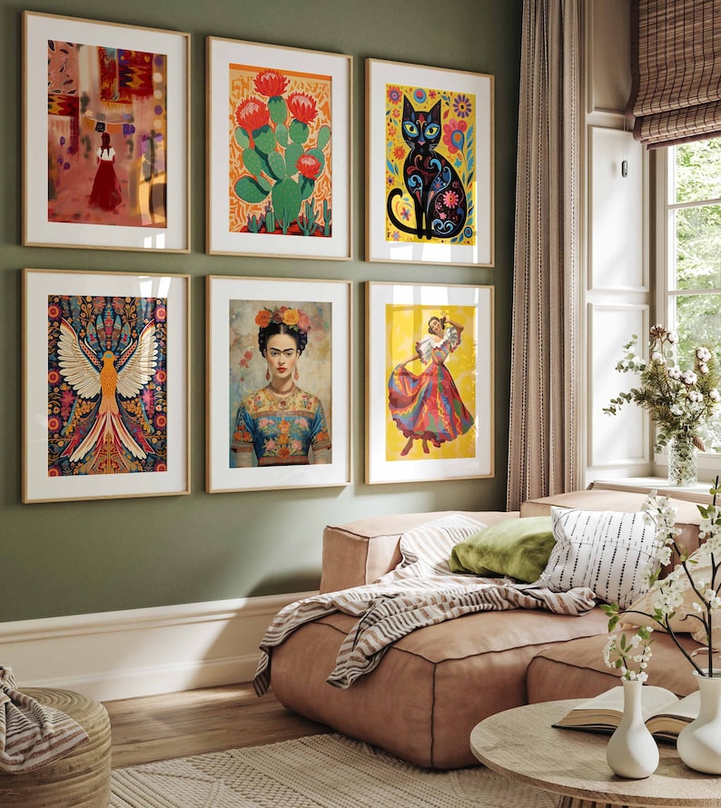 Mexican Gallery Wall Poster Set, Mexican 6 Print Set, Floral Print ...