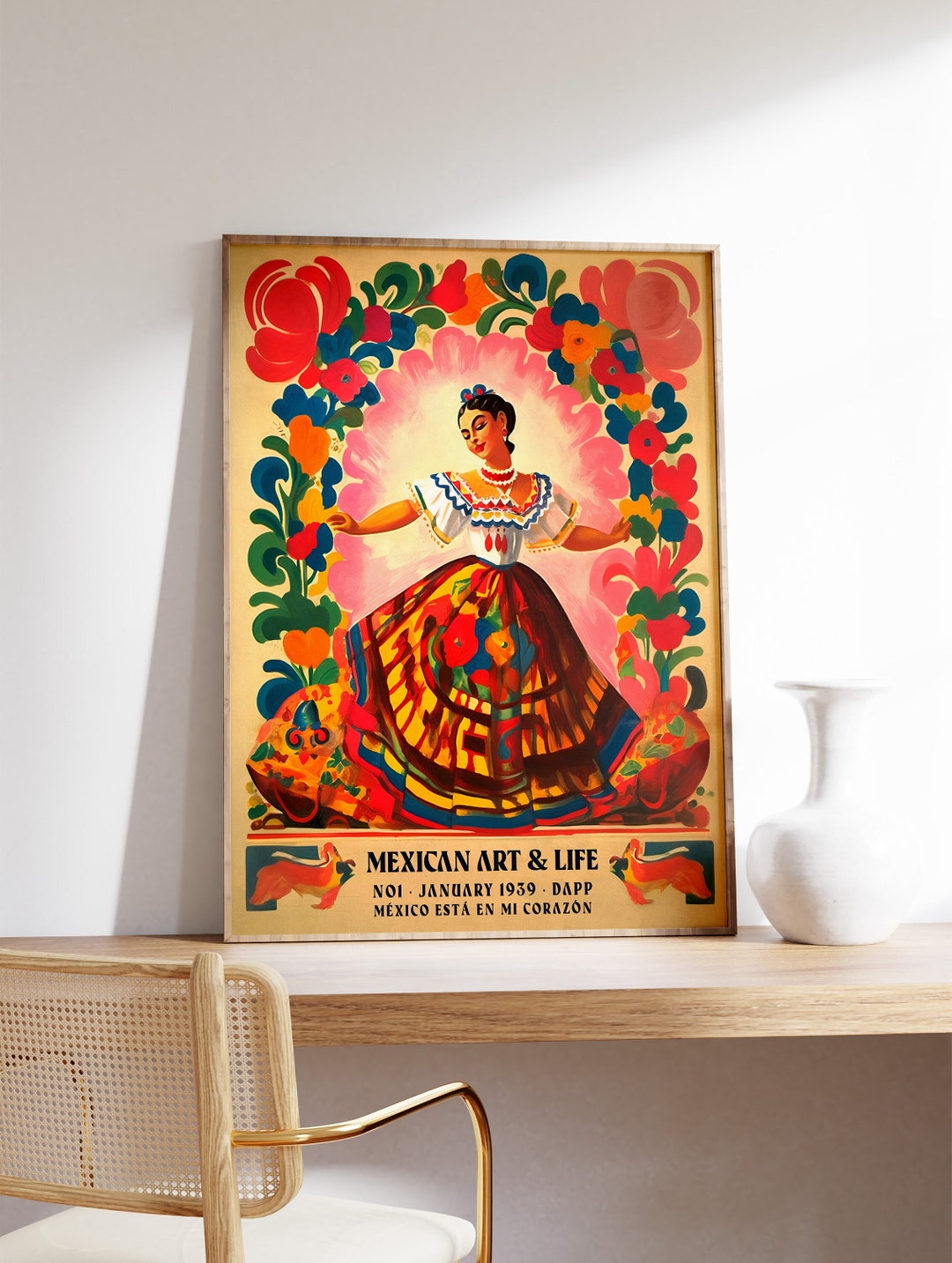 Mexican Art and Life Poster, Colourful Mexican Art Prints, Traditional ...