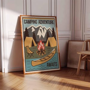 Camping Poster, Camping Gift, Hiking Wall Art, Adventure Print, Camping ...