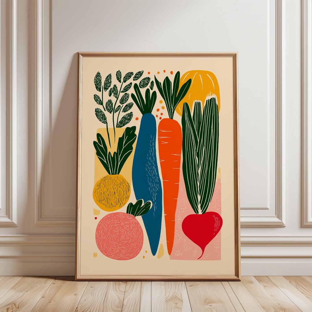 Vegetable Garden Poster, Multicolour Textured Illustration Art - Etsy