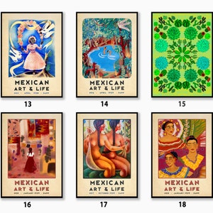 Mexican Poster Sets, Mexican Wall Art Decor, Floral Wall Print, Mexican ...