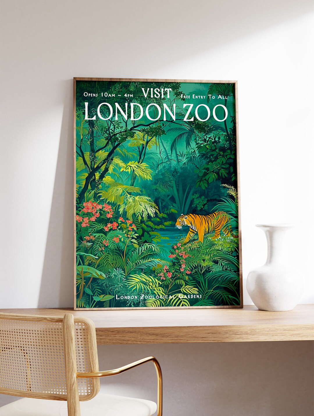 London Zoo Print, Vintage Zoo Poster, Tiger Print, Animal Art ...