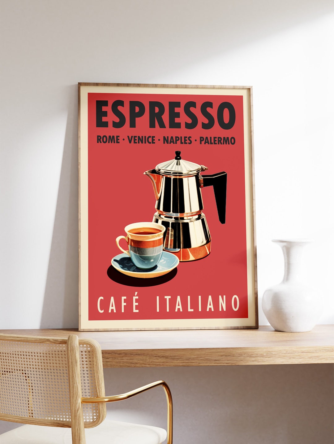 Espresso Coffee Print, Italian Coffee Art Poster, Kitchen Decor, Retro ...