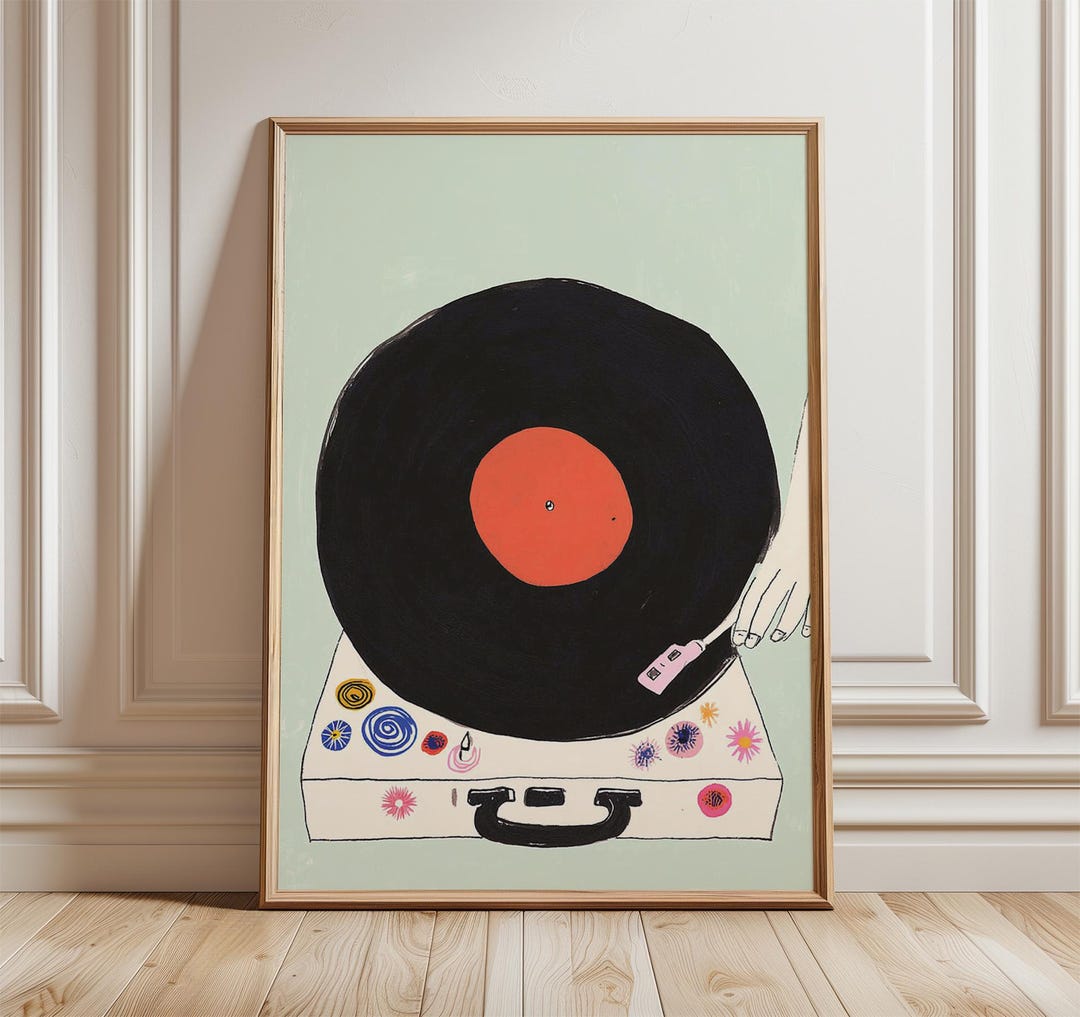 Retro Turntable Art Print, Mid Century Modern Music Room Decor - Etsy