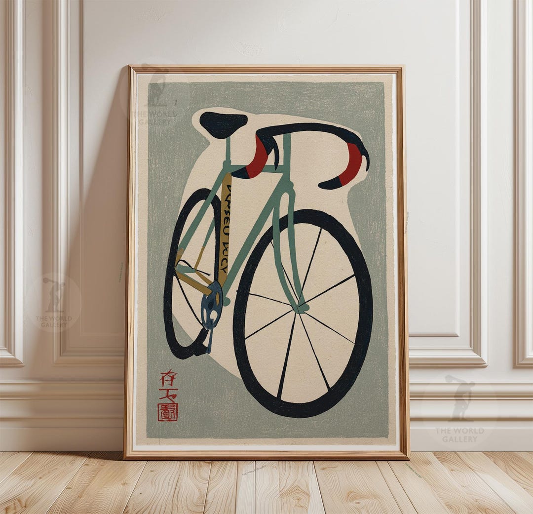 Bicycle Poster | Vintage Road Bike Illustration Print | Minimal Cycling ...