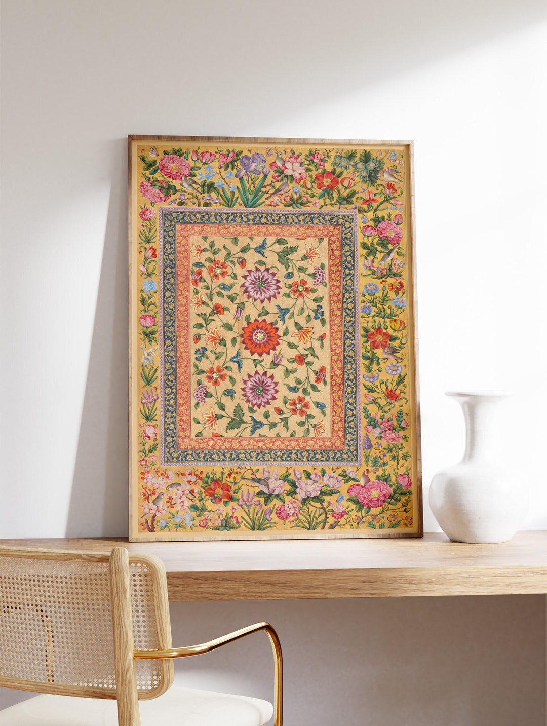 Indian Floral Art, Indian Art Print, Floral Art, Floral Print, Vintage ...