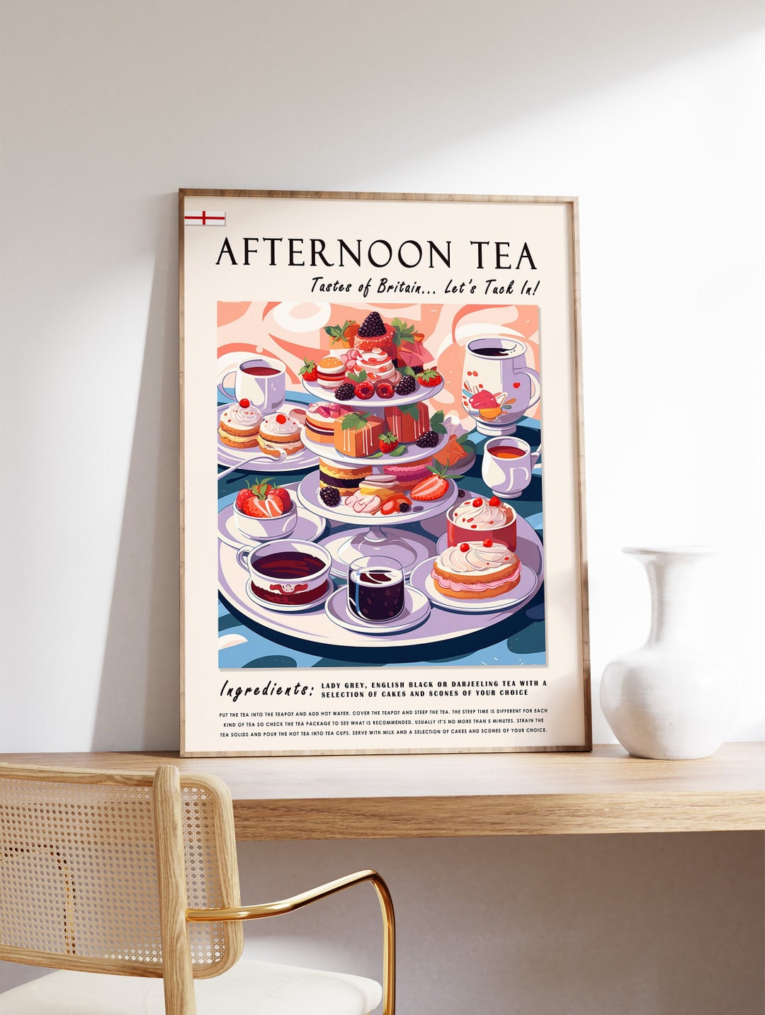 Afternoon Tea Food Poster, English Food and Drink Print, London Print ...