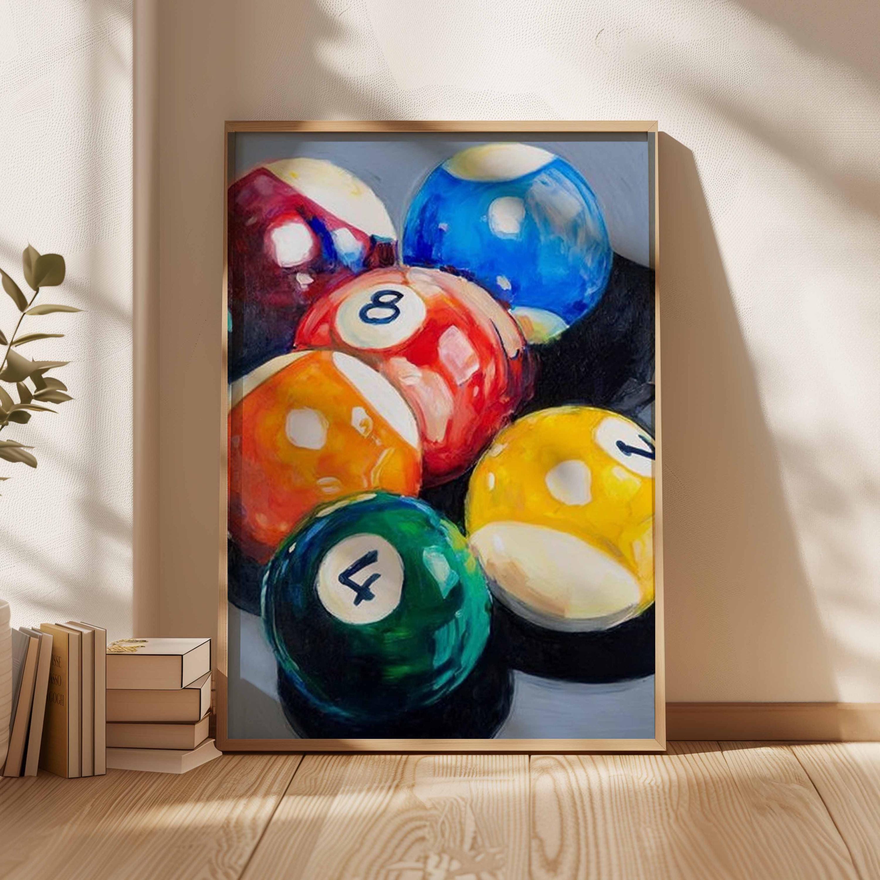 Billiards Wall Art Print – Colorful Pool Balls Painting for Game Room ...