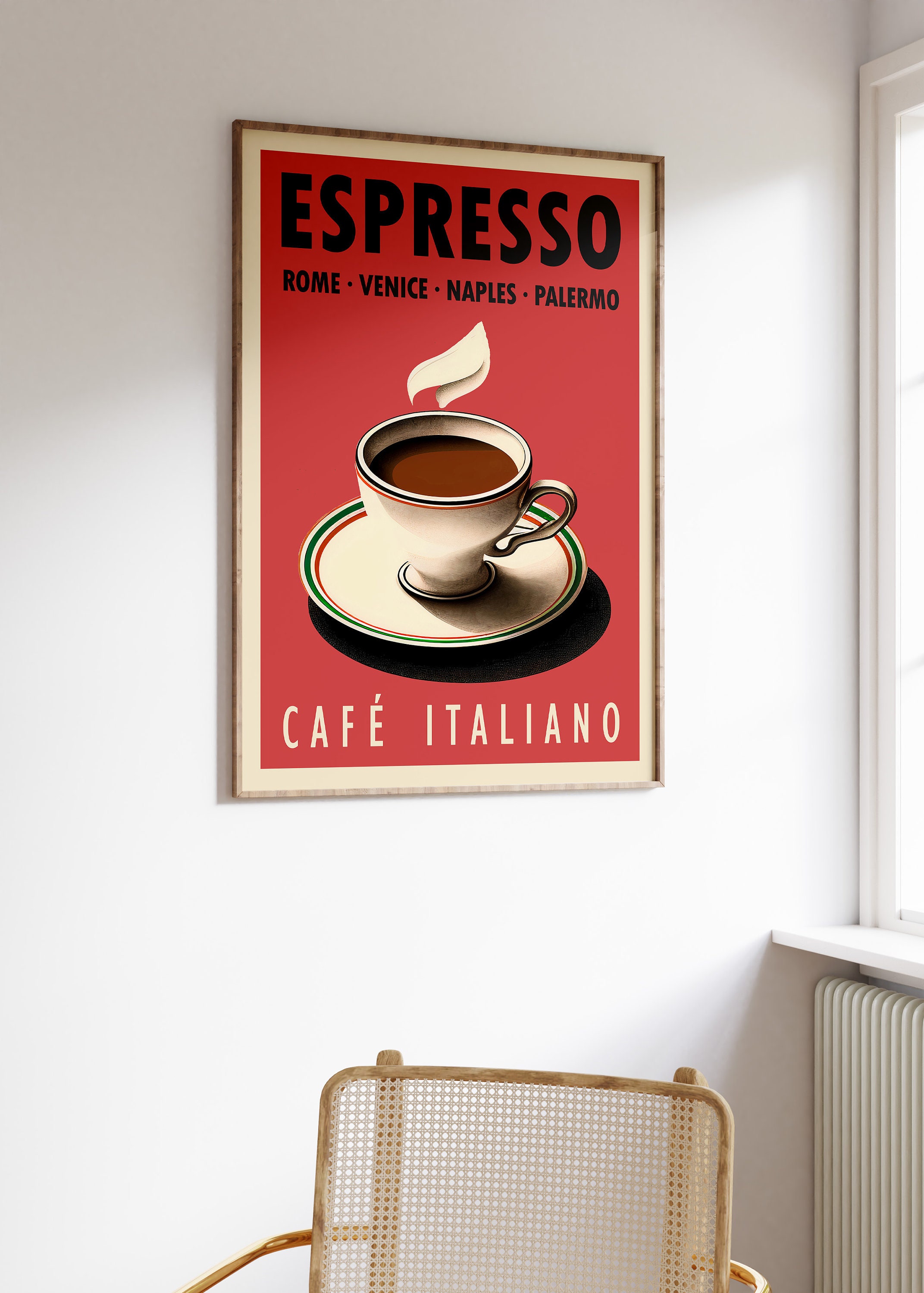 Espresso Coffee Print, Italian Coffee Art Poster, Kitchen Decor, Retro ...