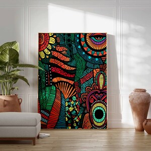 African Tribal Art, African Pattern Poster, Cultutral Wall Print, Black ...