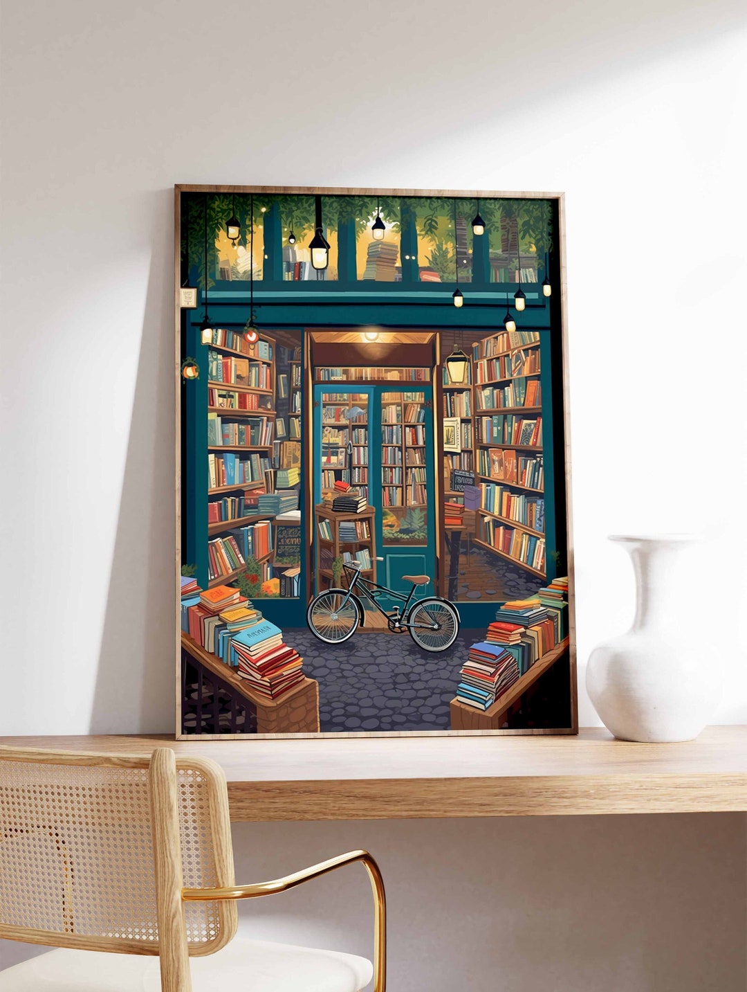 Vintage Book Store Poster, Book Shop Print, Book Lovers Gift, Reading ...